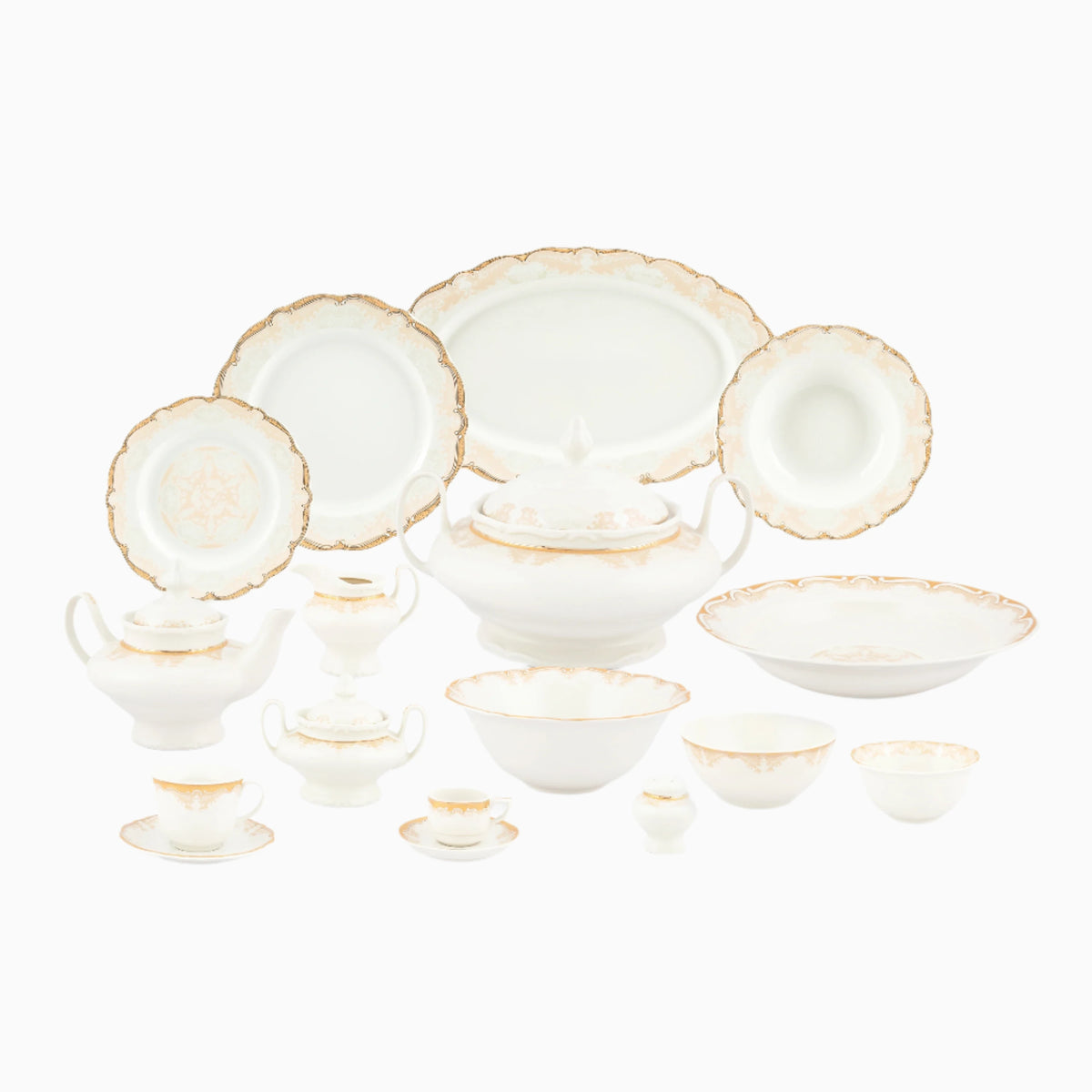 98-PIECE MARTA ROSE GOLD DINNERWARE SET FOR 12-PERSON – Noble Home Gifts